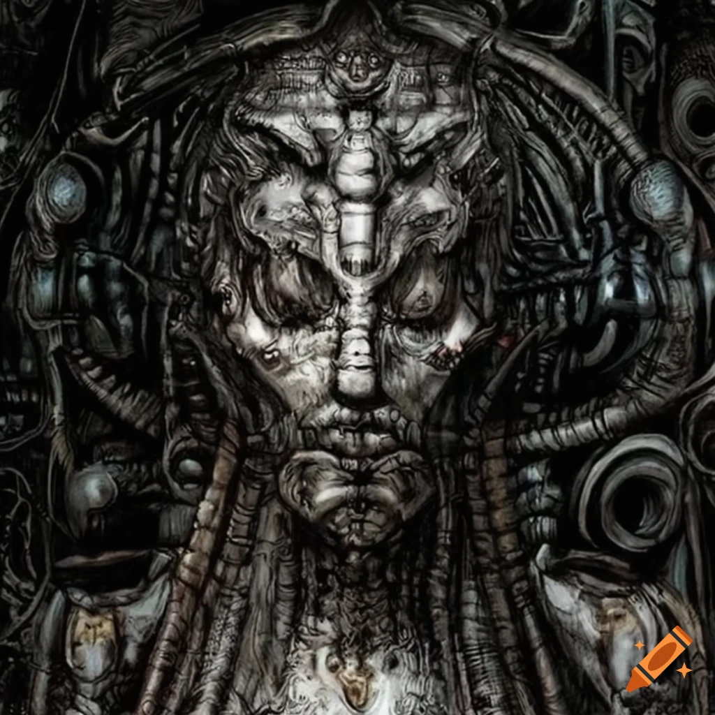 Christ of the machine artwork by giger on Craiyon