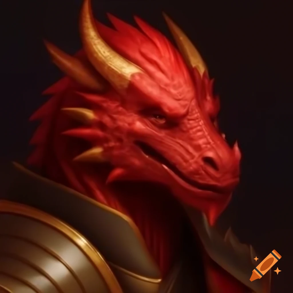 8-bit art portrait of a red dragon humanoid warrior on Craiyon