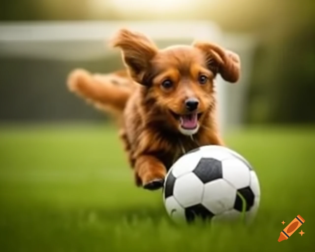Dog playing soccer on Craiyon