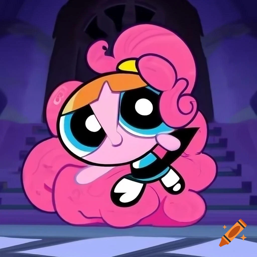 Cartoon scene with PowerPuff Queen Vampire Alien Adelline surrounded by ...