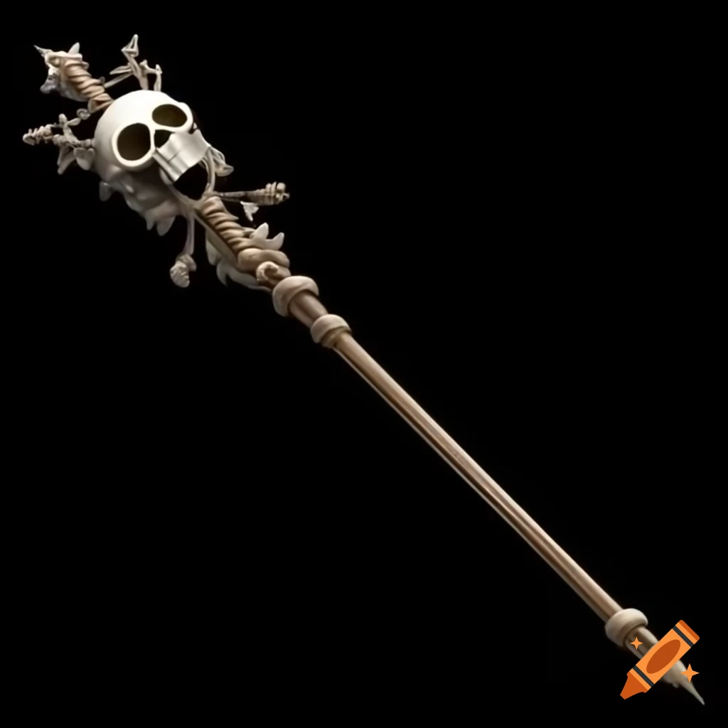 Ornate staff featuring a skull design on Craiyon