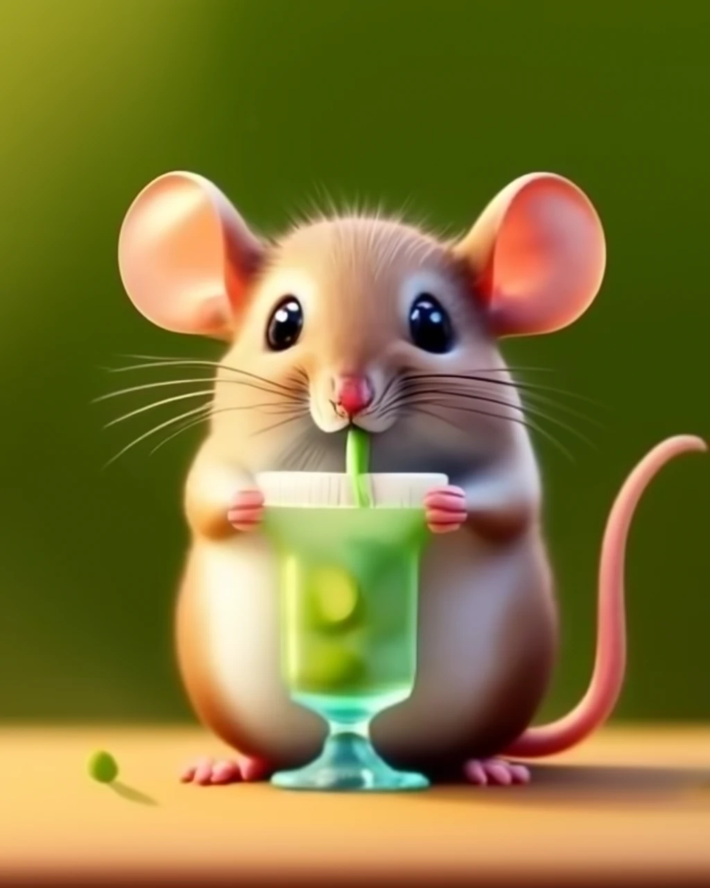 Cute mouse enjoying a margarita in a playful setting on Craiyon