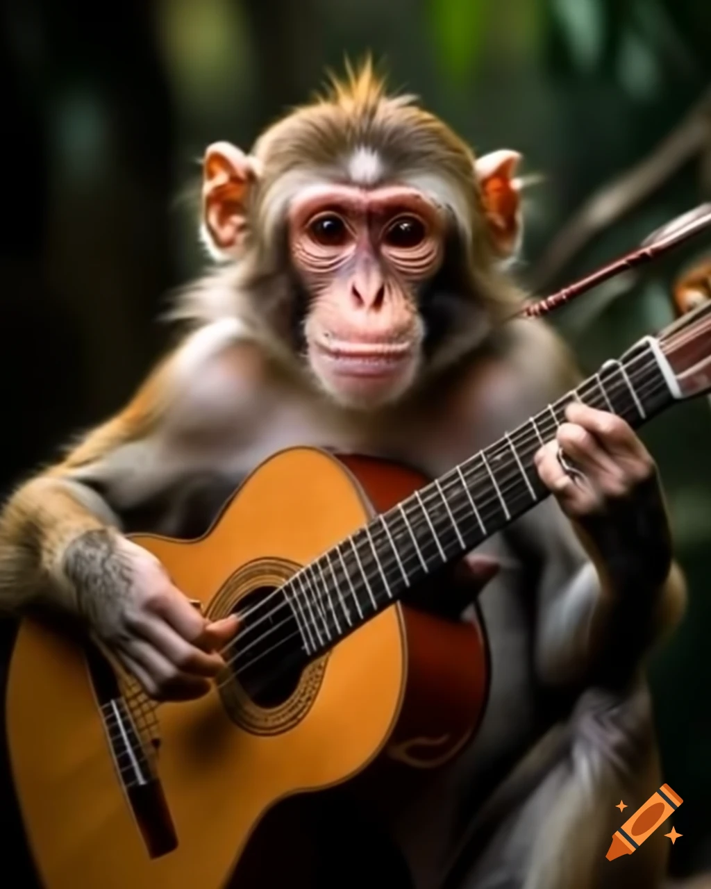Monkey playing music on Craiyon