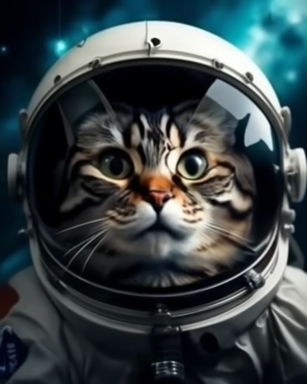 Cat in space themed poster on Craiyon