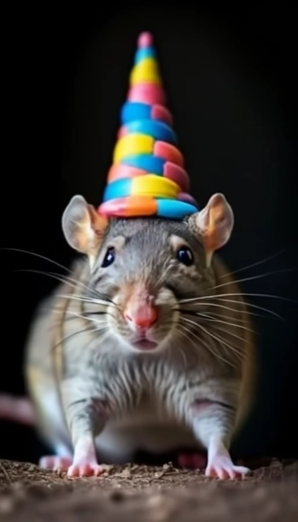Rat wearing a colorful hat on Craiyon