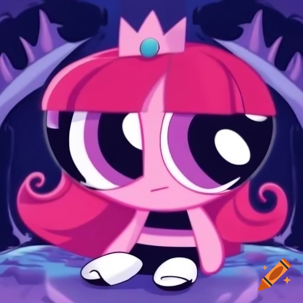 Cartoon scene with PowerPuff Queen Vampire Alien Adelline surrounded by ...