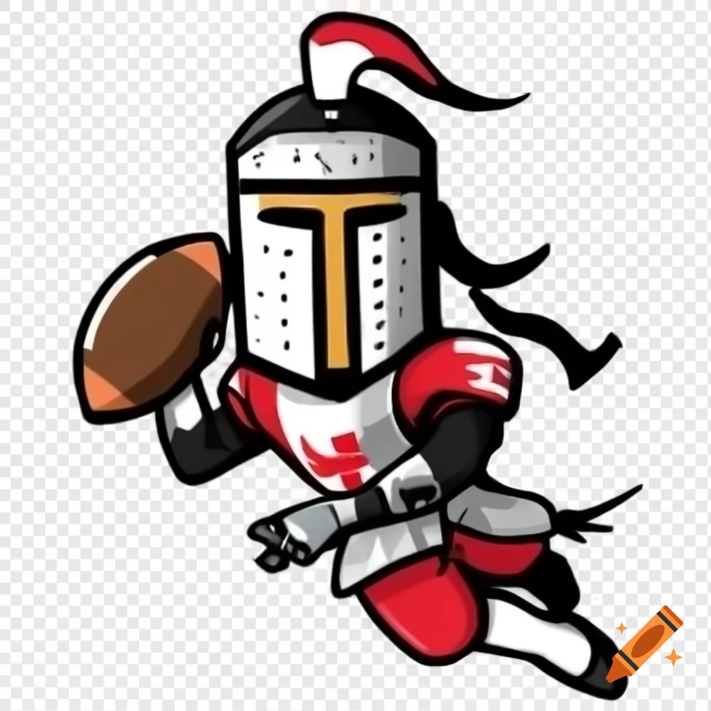 Crusader knight throwing football in digital art style on Craiyon