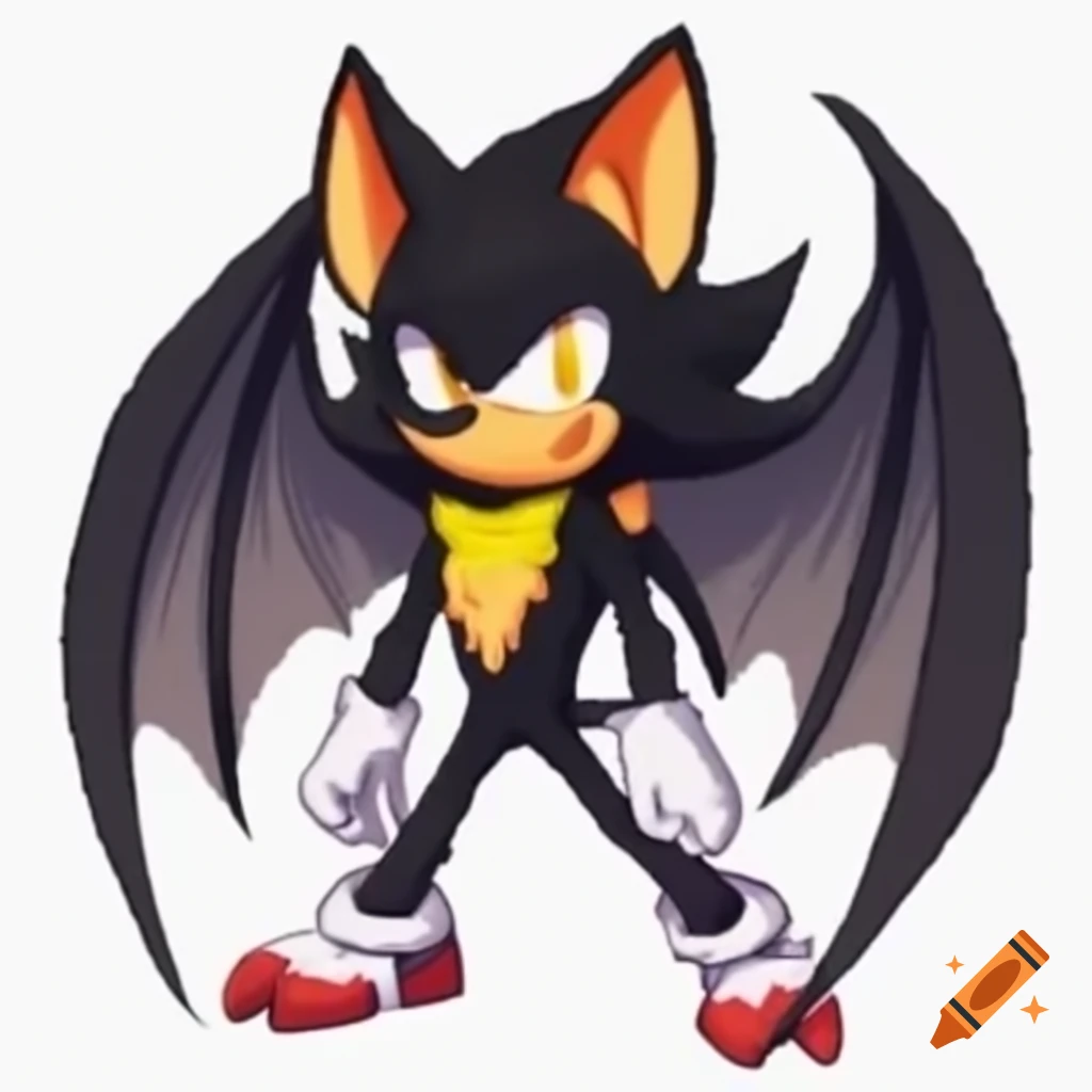Tall male black bat mobian with black wings and pixelated sega style on ...