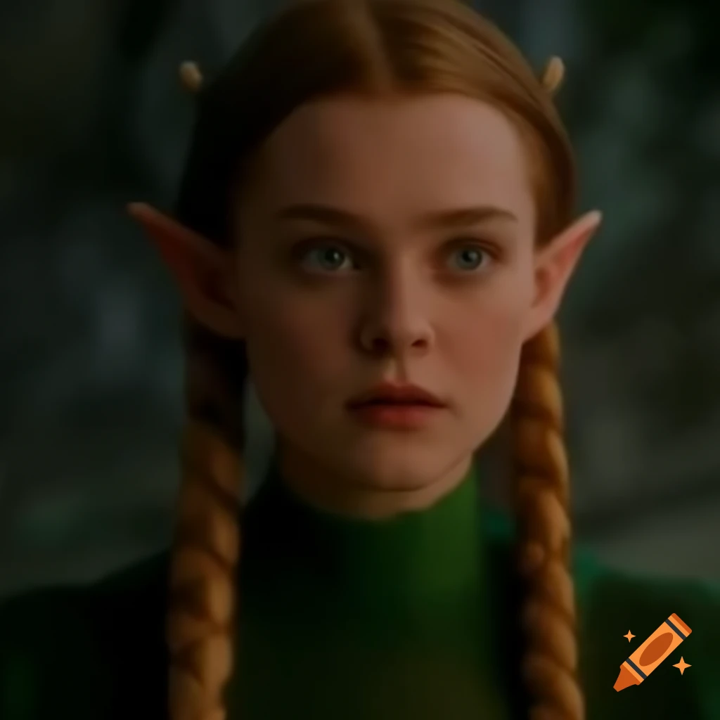 Lady elf character portrayed by real actor on Craiyon