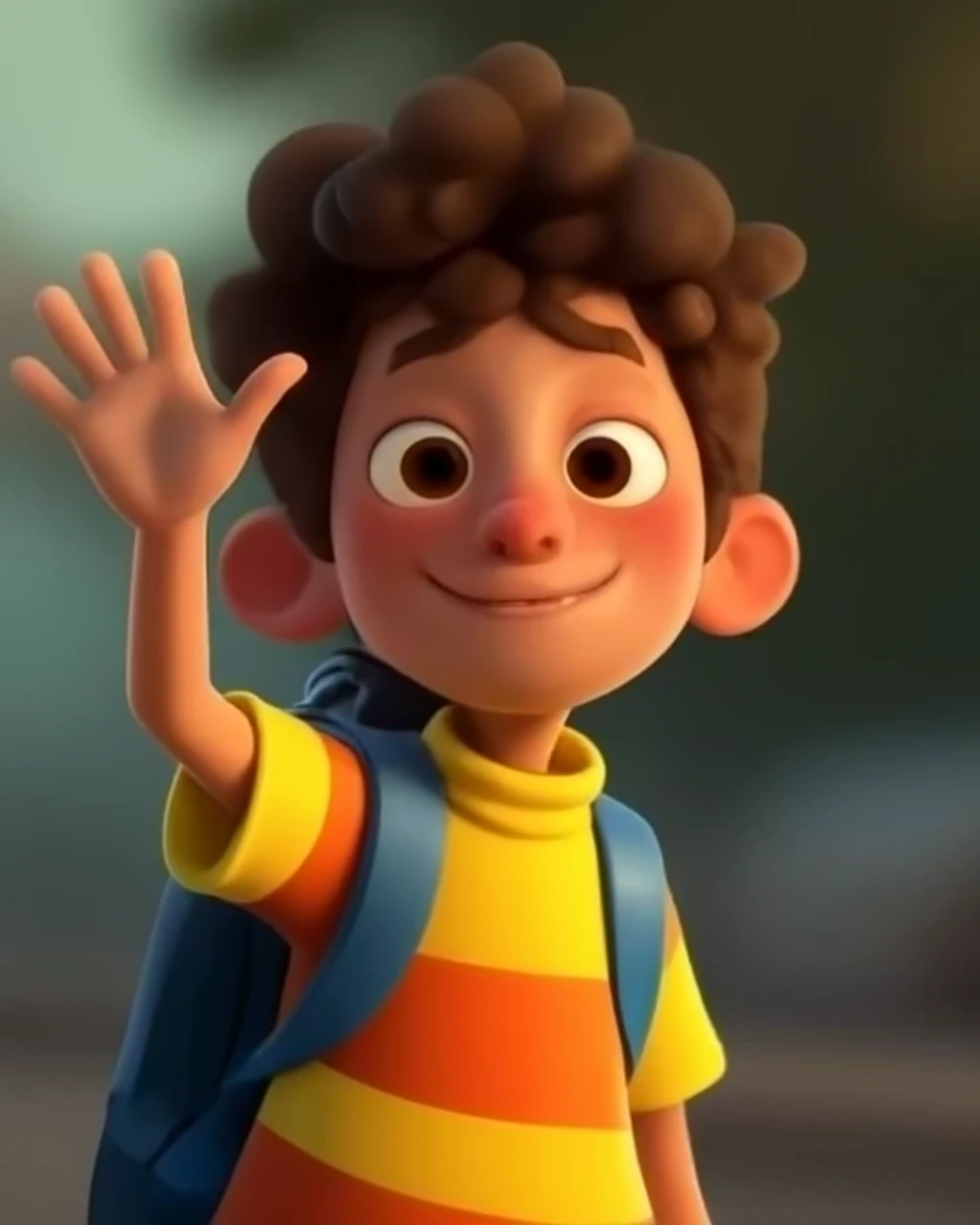 Boy waving hello on Craiyon