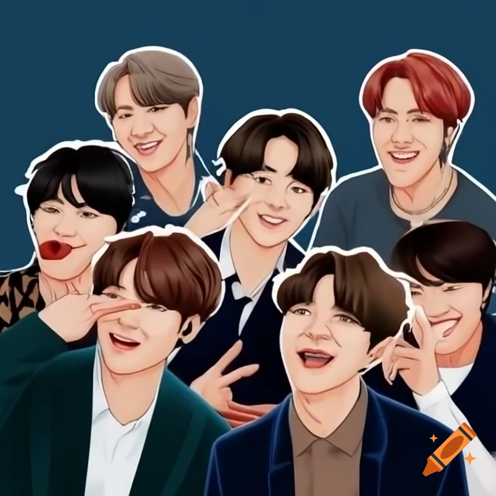 Animated pictures of bts members on Craiyon