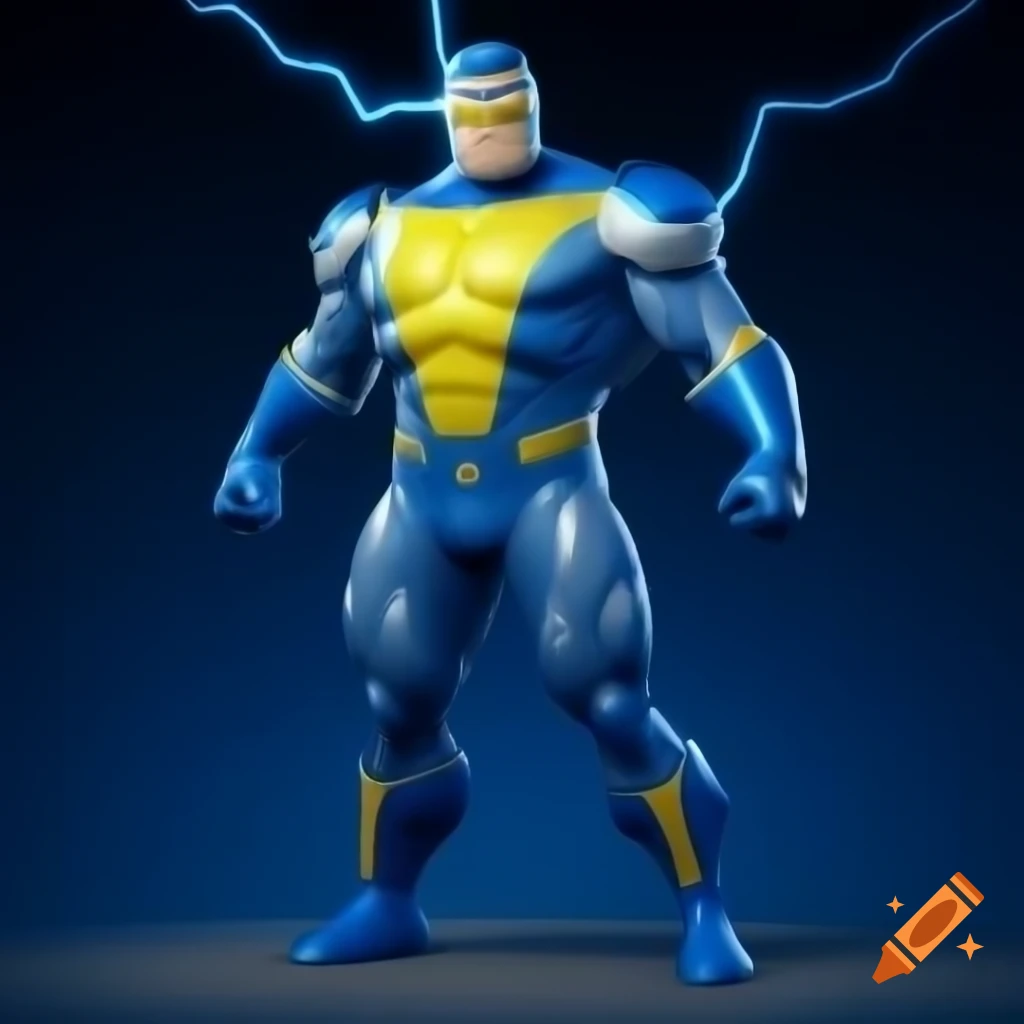 Superhero Zapper concept with electric blue and yellow costume design ...