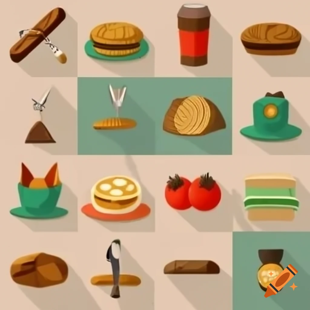 Cafe menu recommender with graphical fantasy icons representing five ...