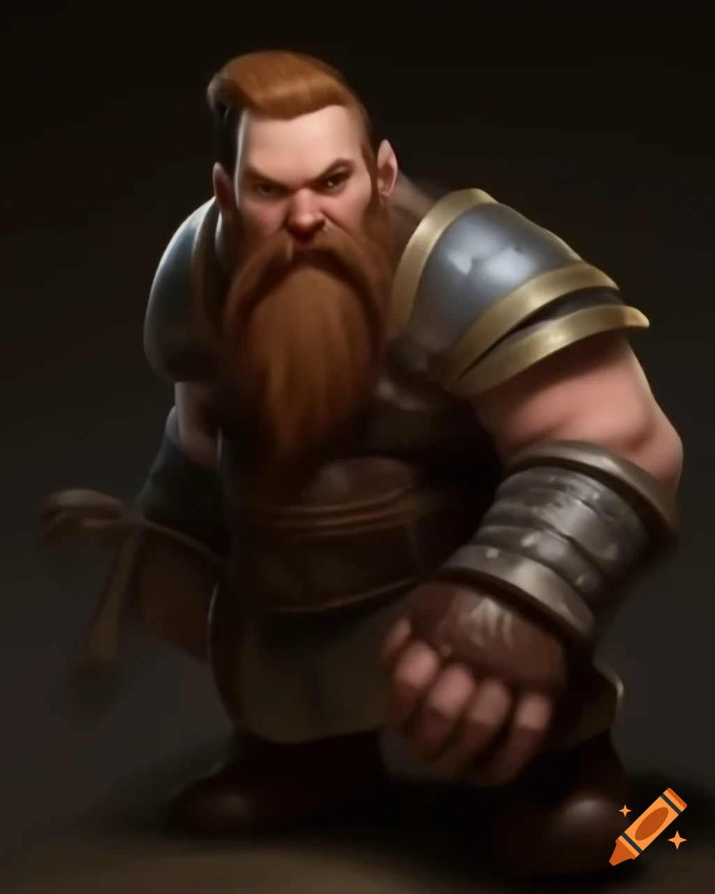 Dwarf miner with dynamite in hand wearing leather and chain armor on ...