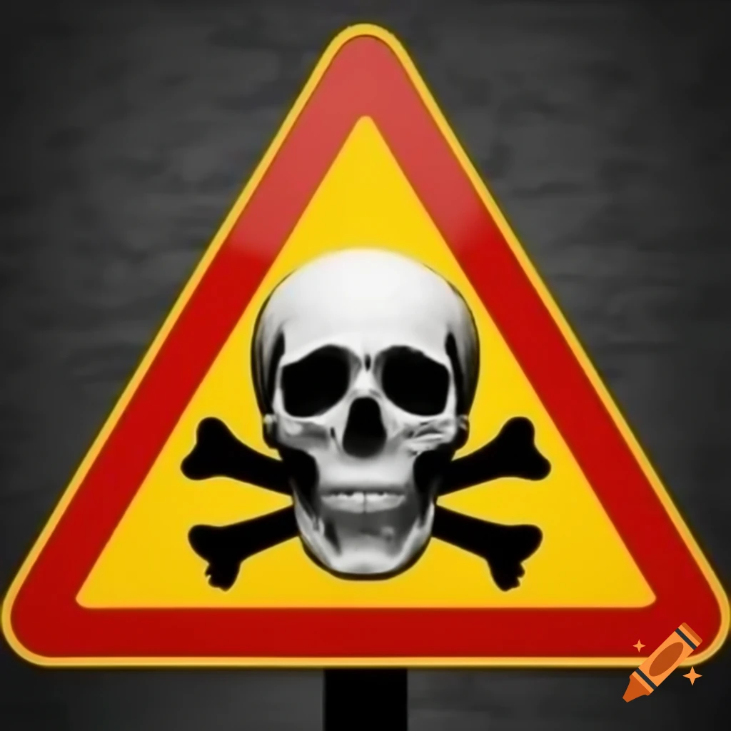 Warning sign with skull and crossbones and off limits text on Craiyon