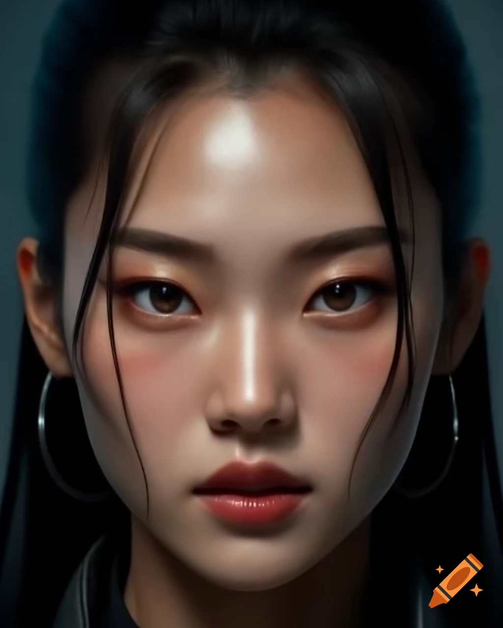 Cyberpunk style portrait of a young Korean woman with high detail and ...