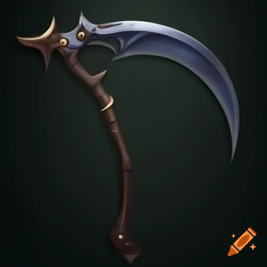 Intricate dark scythe design in fantasy style on Craiyon