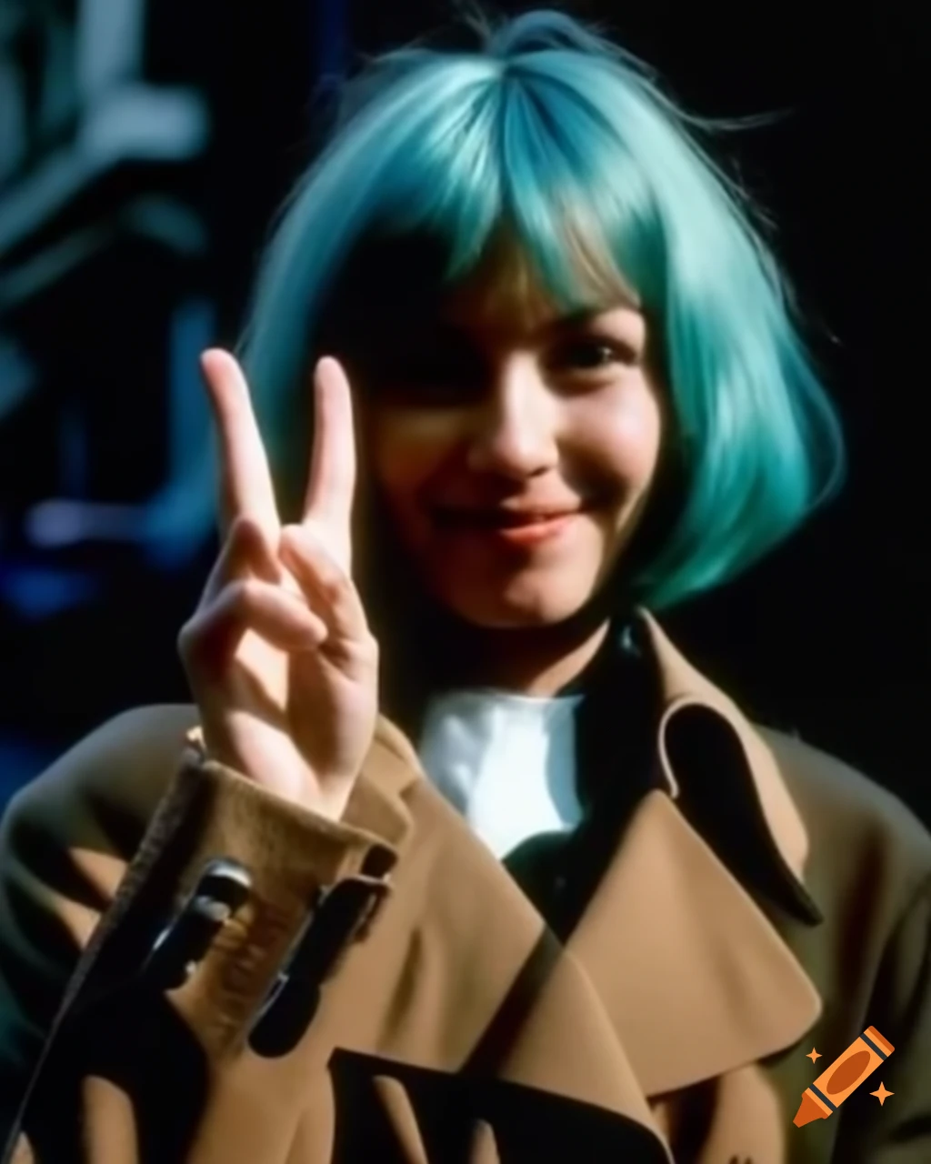 Vintage photo of actress resembling miku hatsune from 1960s doing peace ...