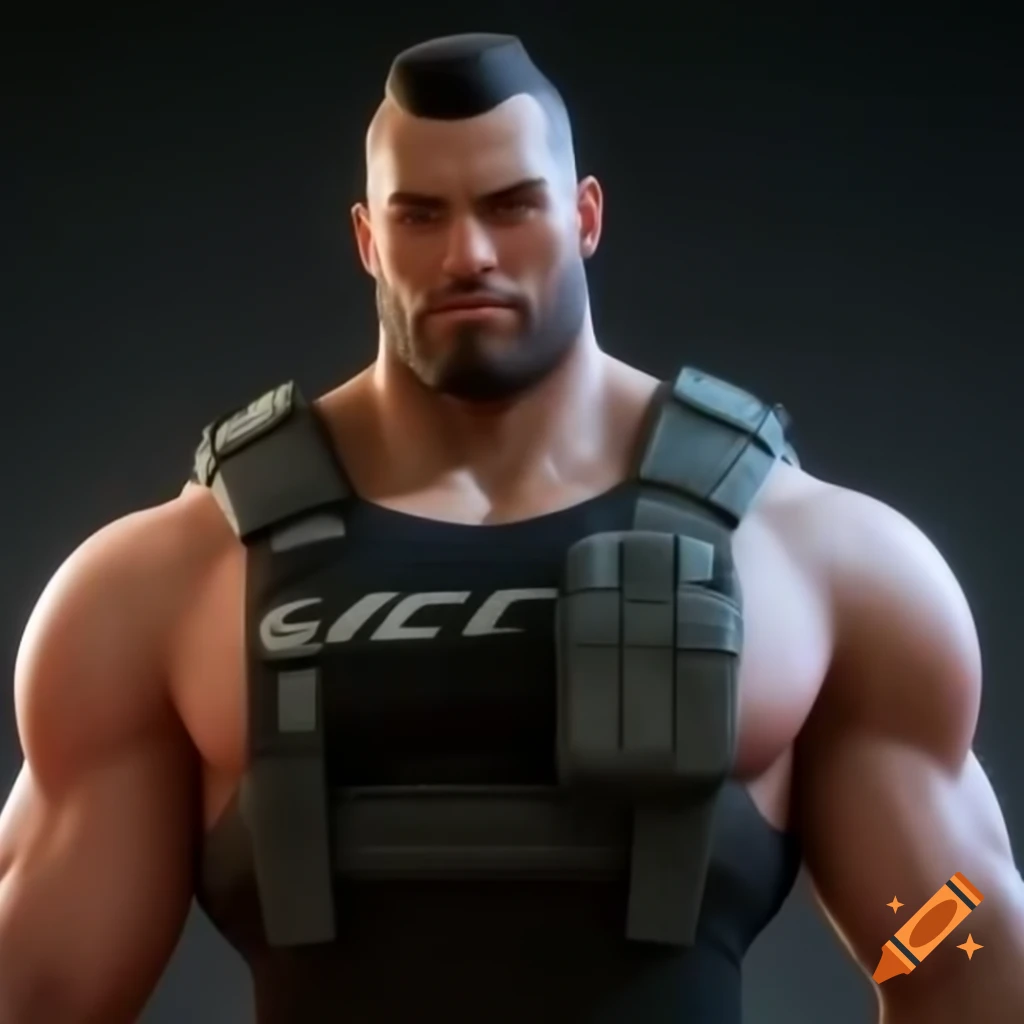 Man in spec ops gear with muscular build and buzzcut on Craiyon