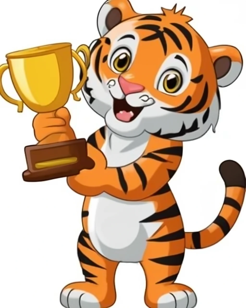 Cute tiger holding a trophy on Craiyon