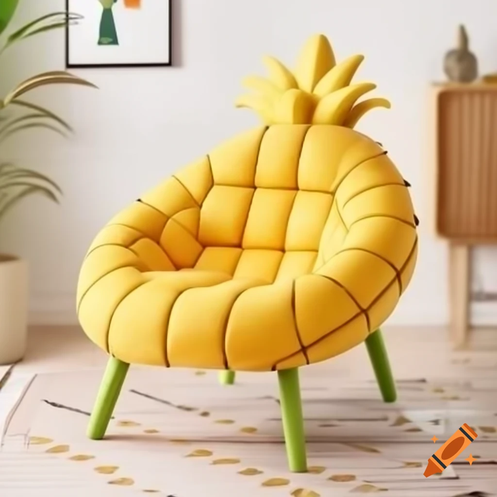 Pineapple-shaped lounge chair design on Craiyon