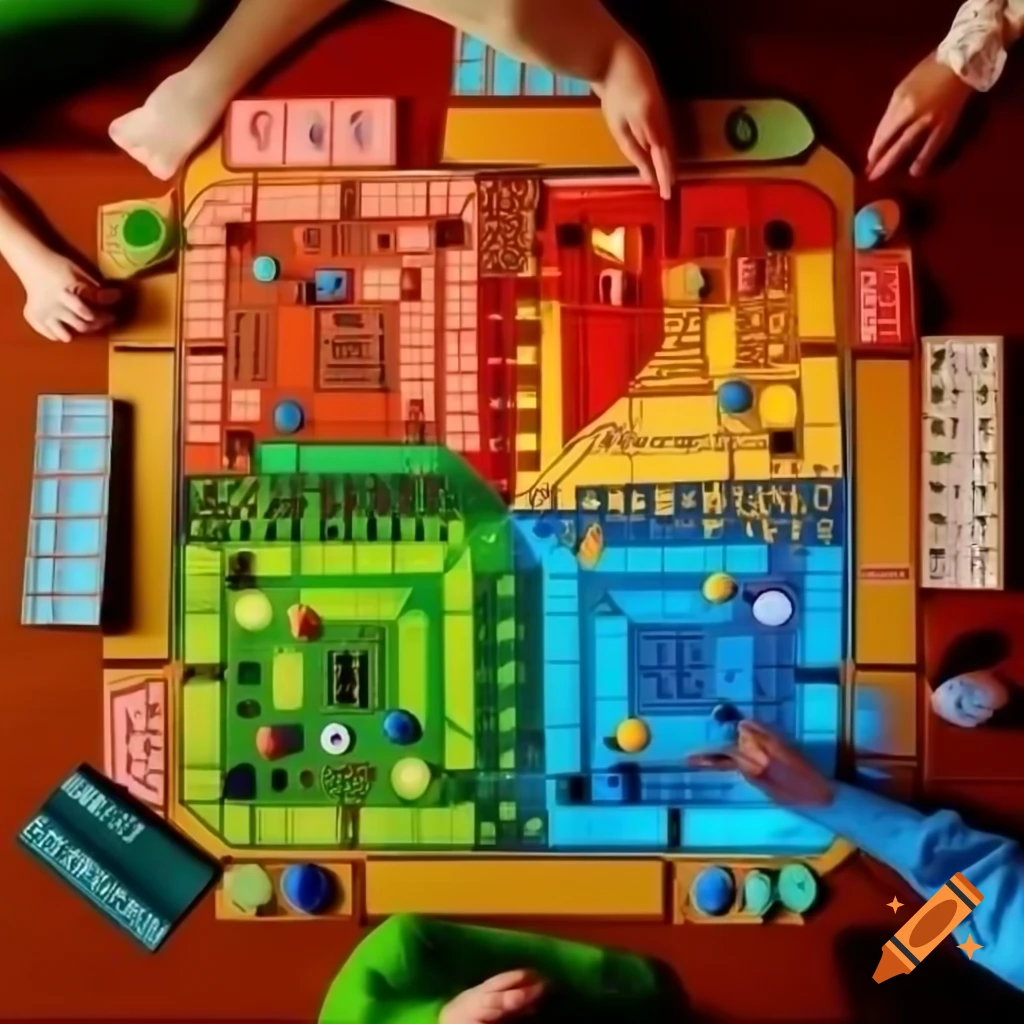 Colorful board game on table in digital art style on Craiyon