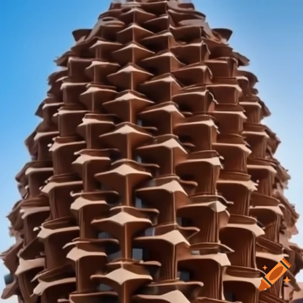 High-rise tower with pinecone-like modular panels responding to ...