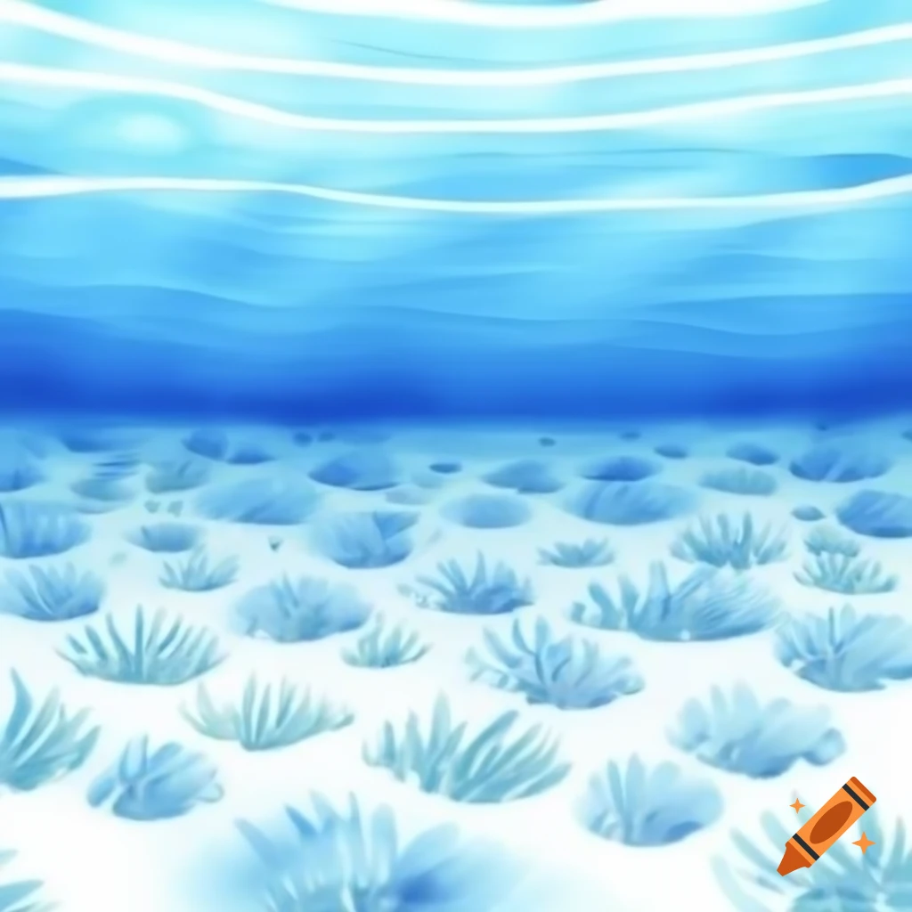 Cartoon-style sea floor illustration on white background, watercolor on ...