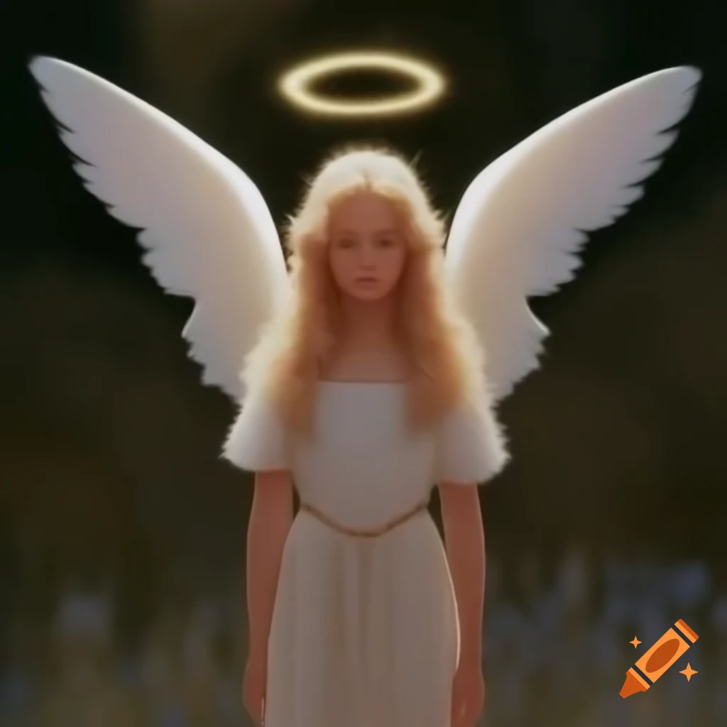Person depicted as an angel with wings and a serene expression on Craiyon