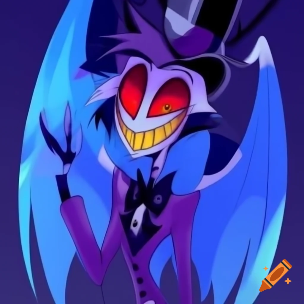 Hazbin Hotel original character with wings in blue colors, full body on ...