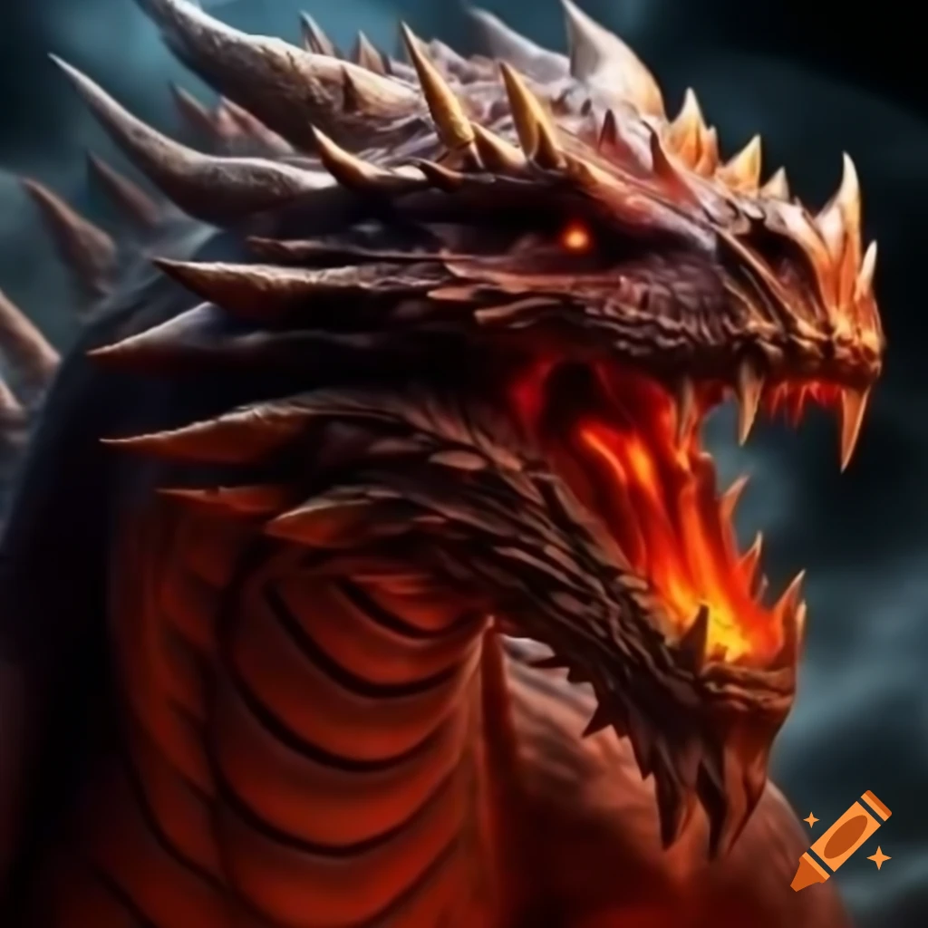 Infernal dragon in a hellish environment on Craiyon