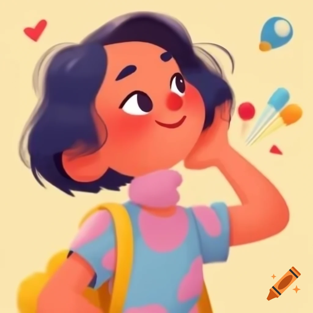 Female animated character with ENFP personality traits on Craiyon