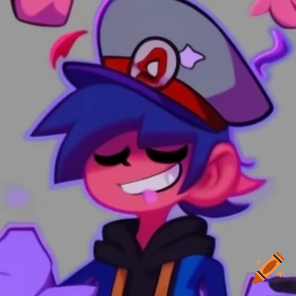 Character with gray captain hat, purple hair, cat ears, and tail in fnf ...