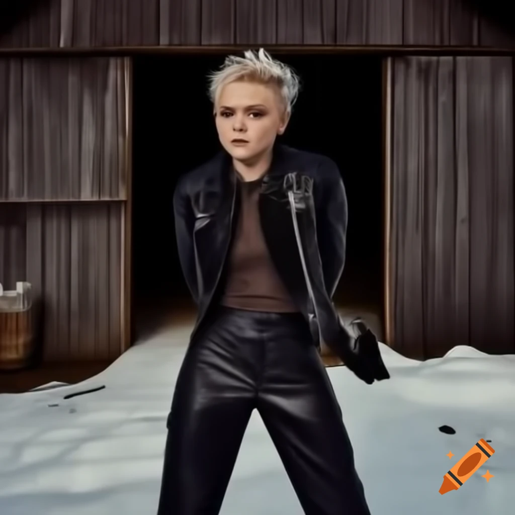 Close-up of punk rocker with mohawk hairstyle in black leather outfit ...