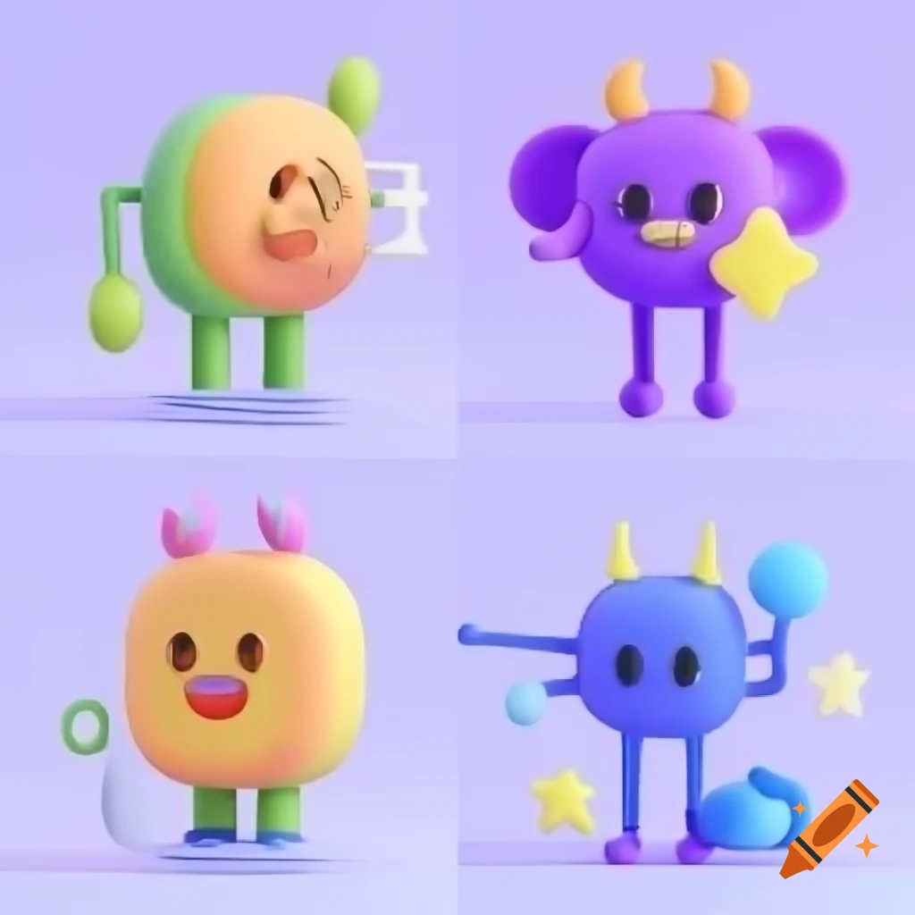 3D illustrations of cute cartoon creatures for job interview, meeting ...