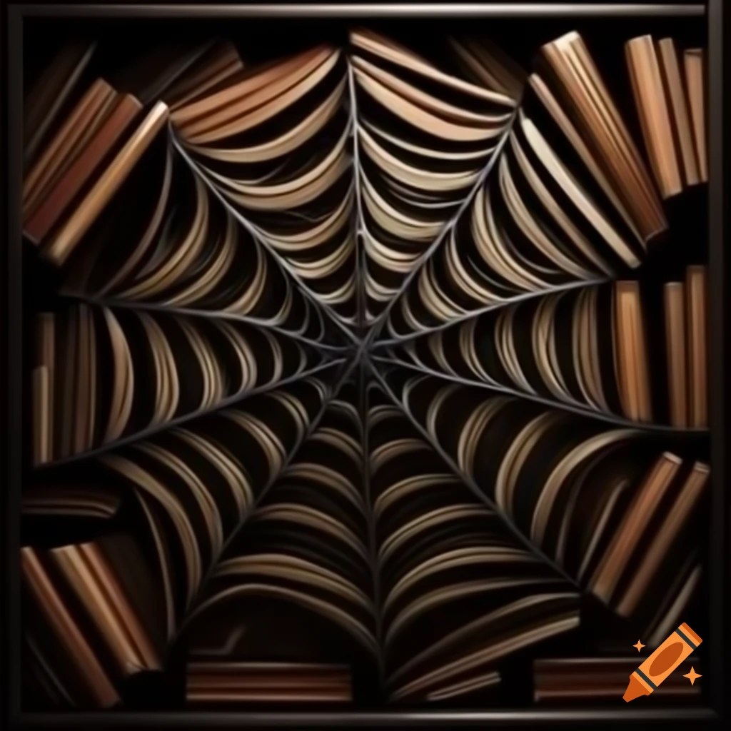 Gothic spider web illustration featuring books woven into the design on ...