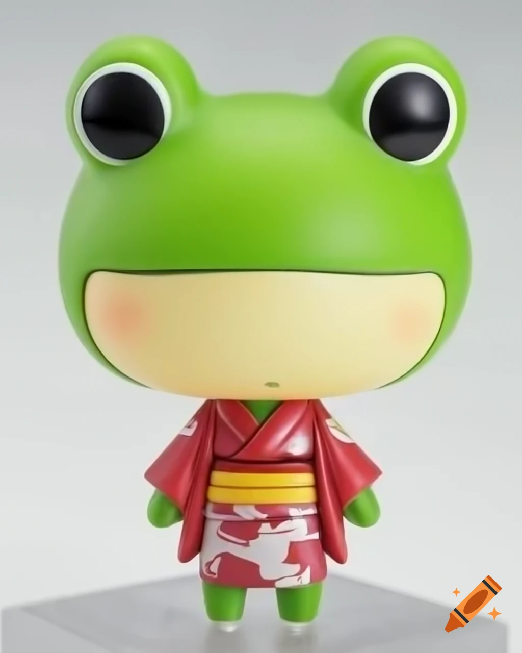 Chibi frog figure in kimono, product photo on Craiyon
