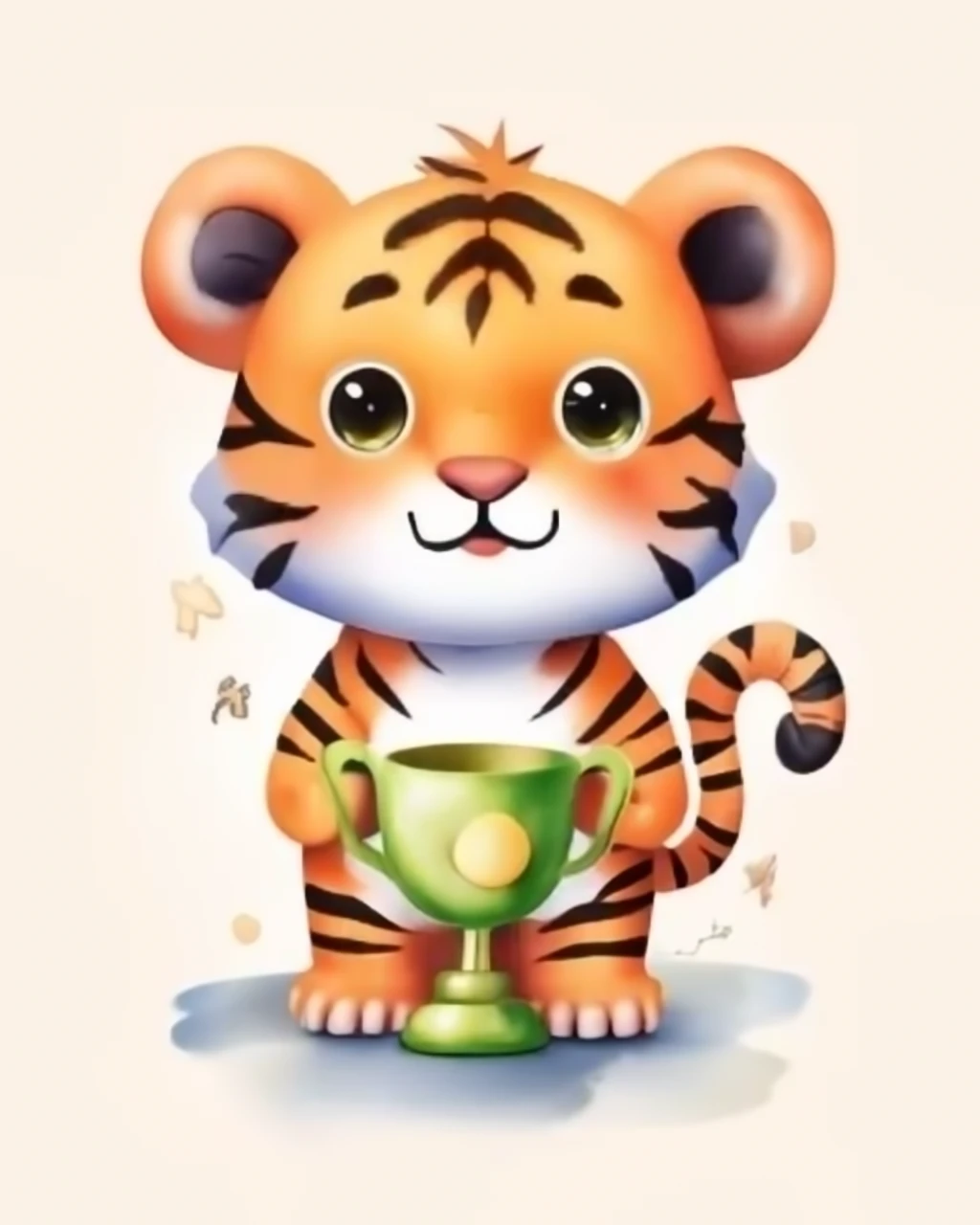 Cute tiger holding a trophy on Craiyon