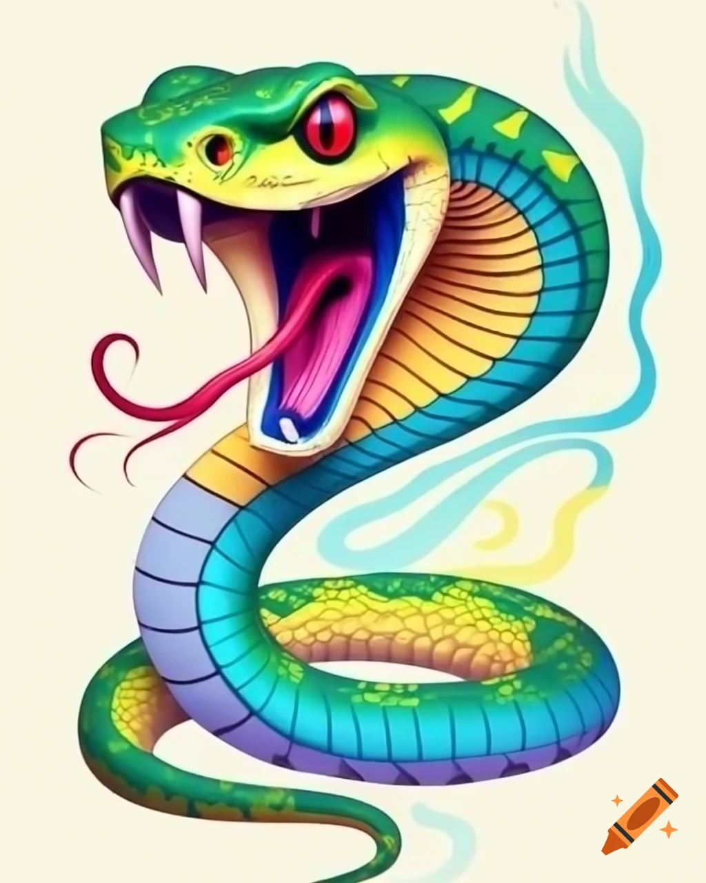 Vibrantly colored snake with intricate patterns on Craiyon