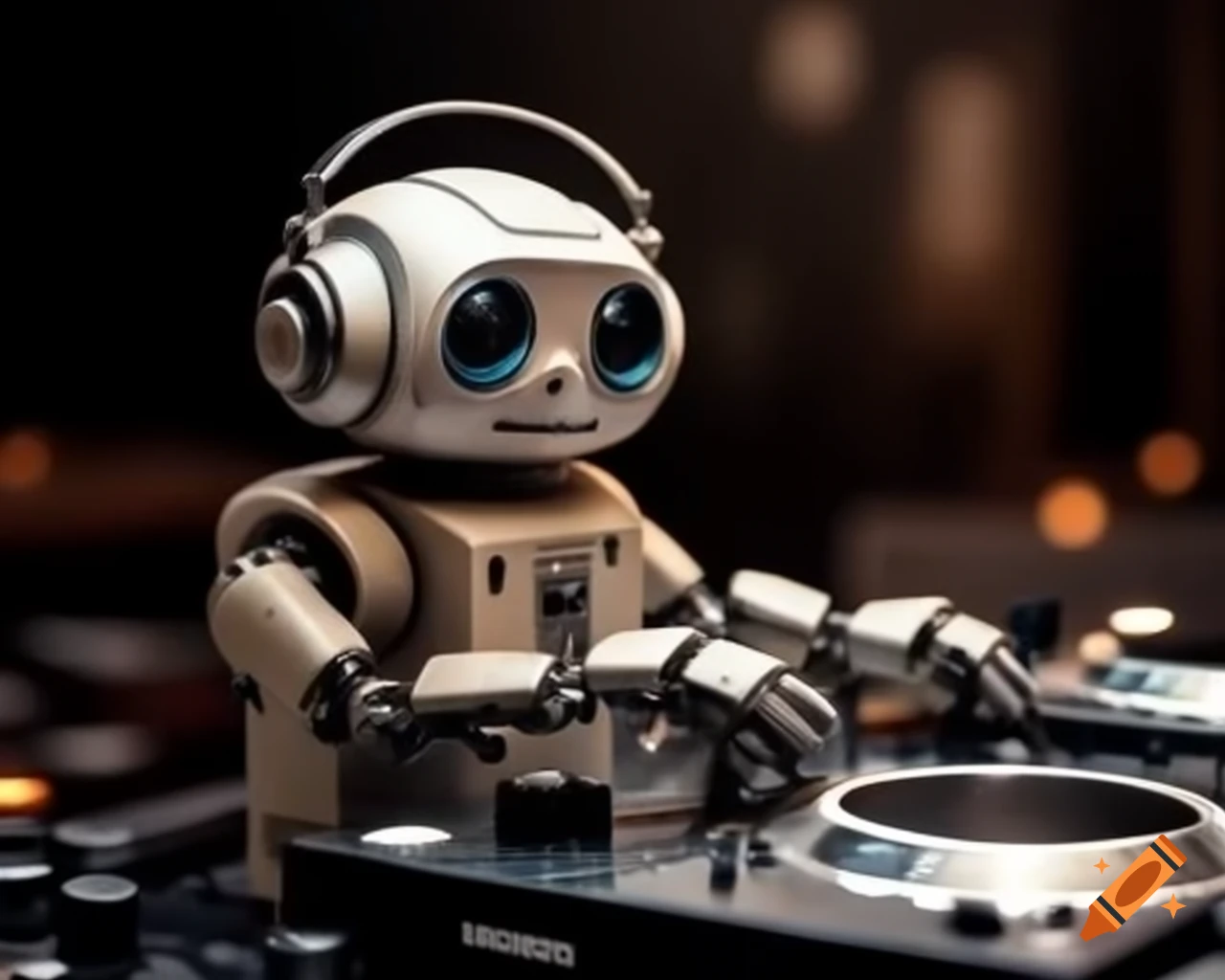 Hyper realistic photography of a miniature robot DJ on Craiyon