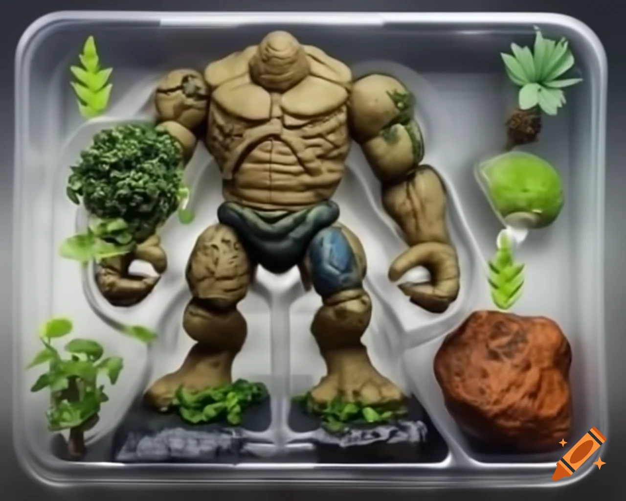 Collectible action figure of a plant and earth golem in packaging on ...