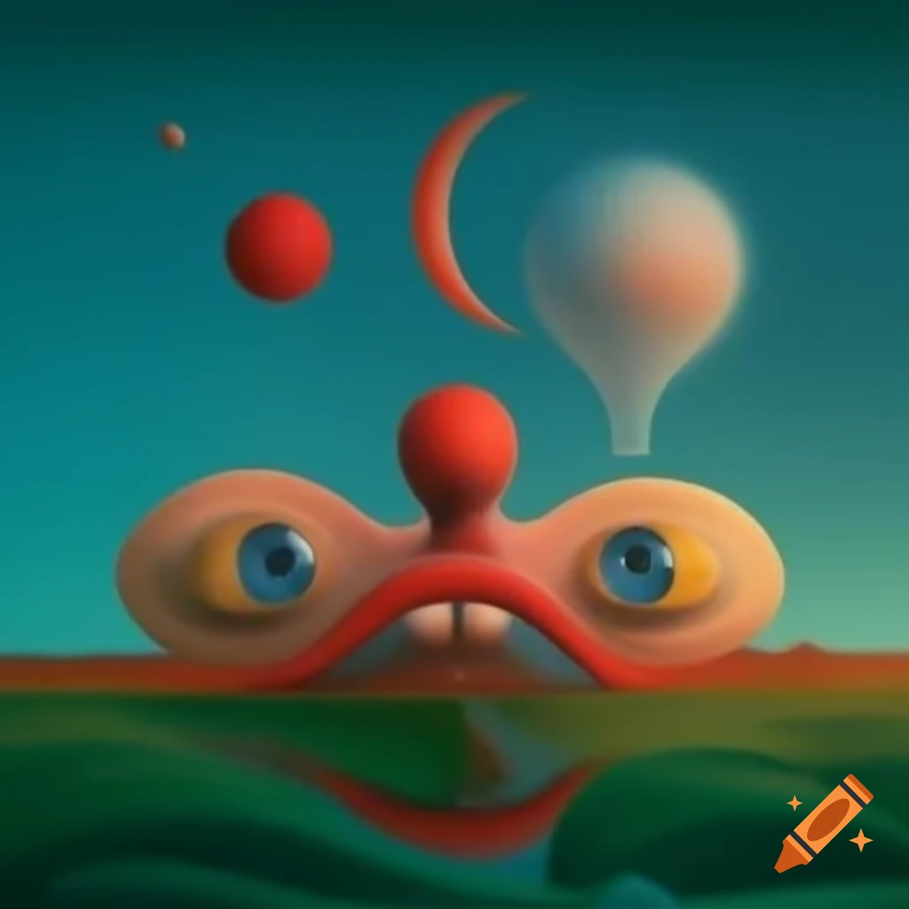 Surrealist artwork with abstract shapes and vivid colors on Craiyon
