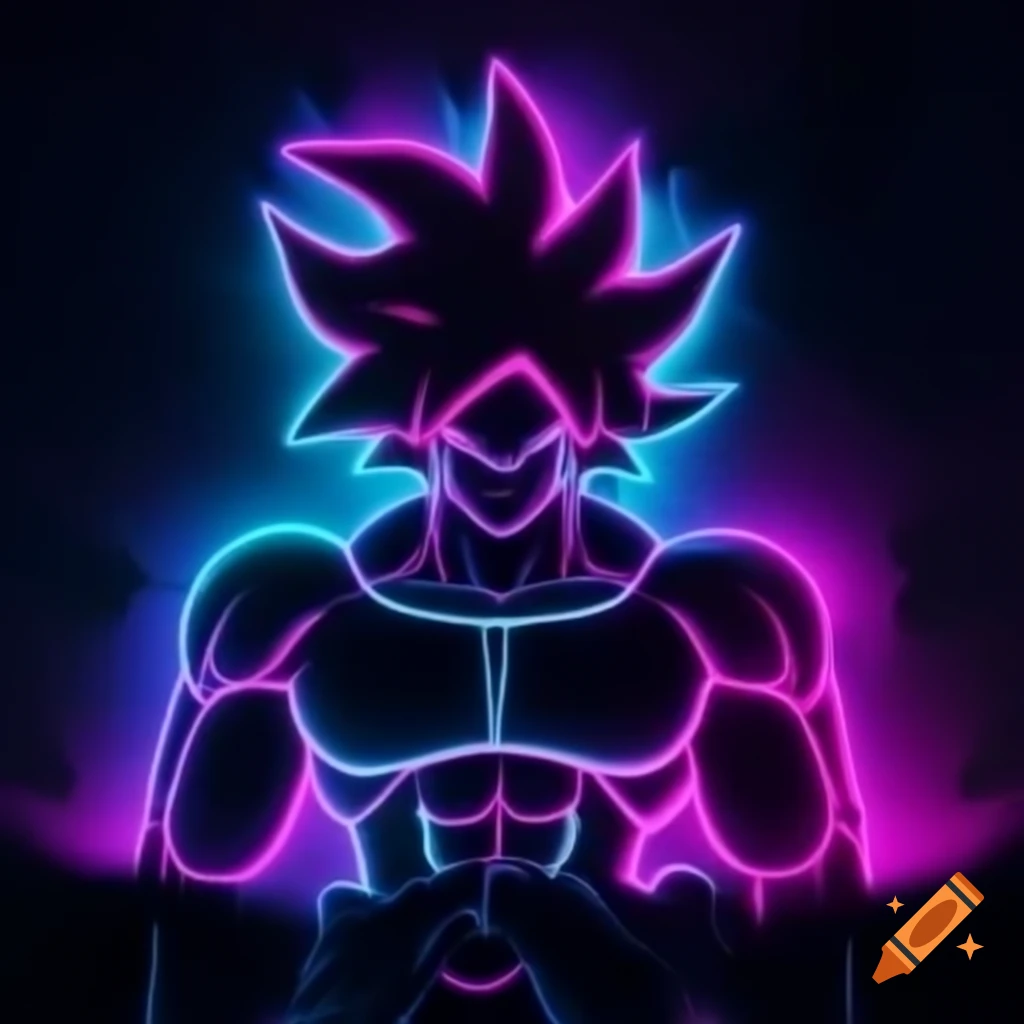 High-definition neon artwork of broly character on Craiyon
