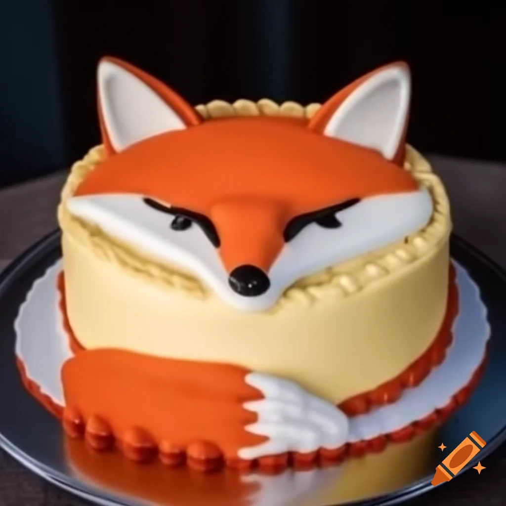 Fox-shaped delicious cake on Craiyon