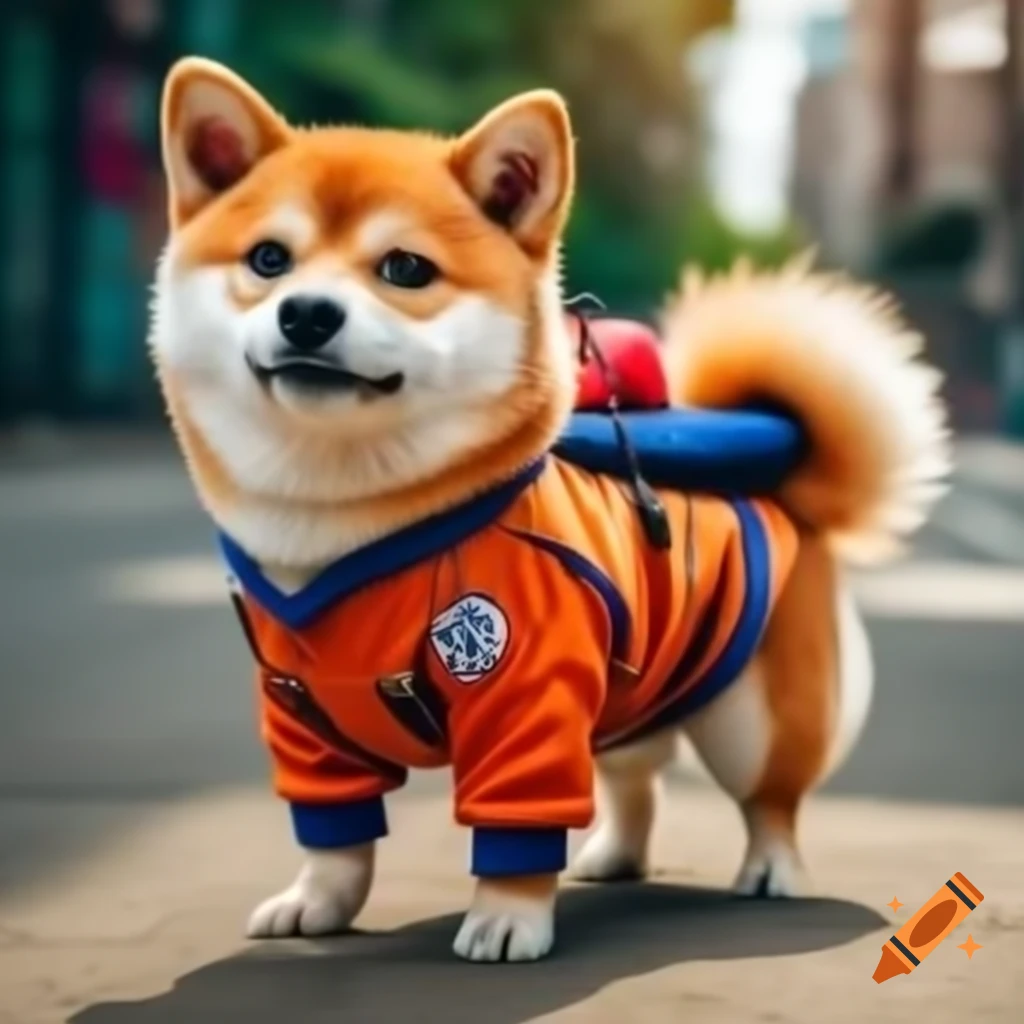 Shiba Inu dressed in Goku outfit from Dragon Ball on Craiyon