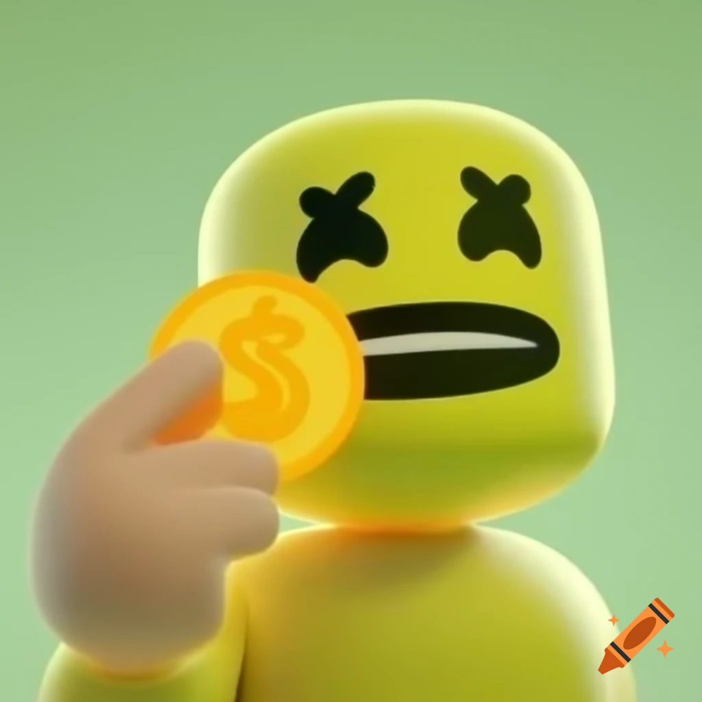 Roblox character eating yellow coin on Craiyon