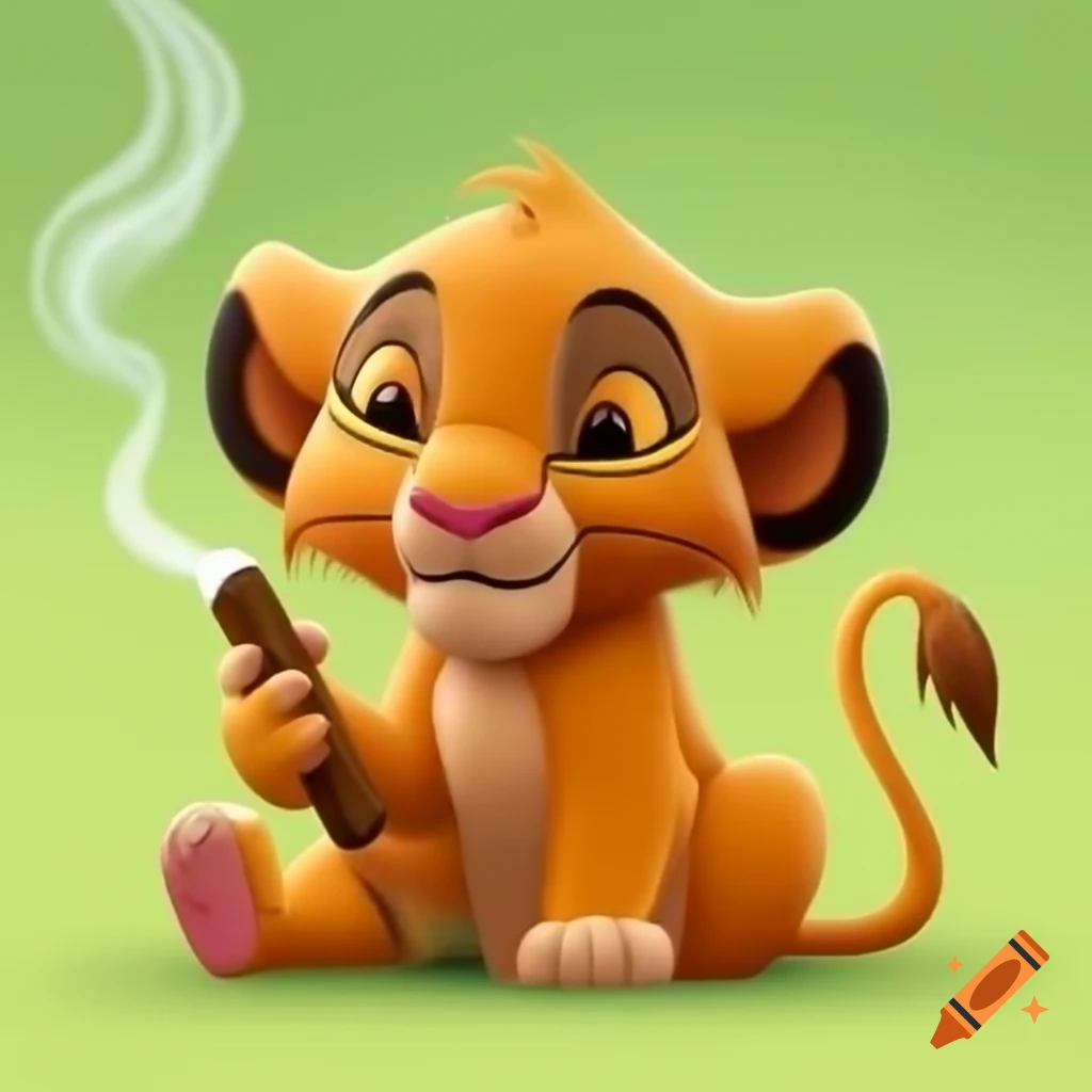 Character Teemo and Simba enjoying cigars on Craiyon