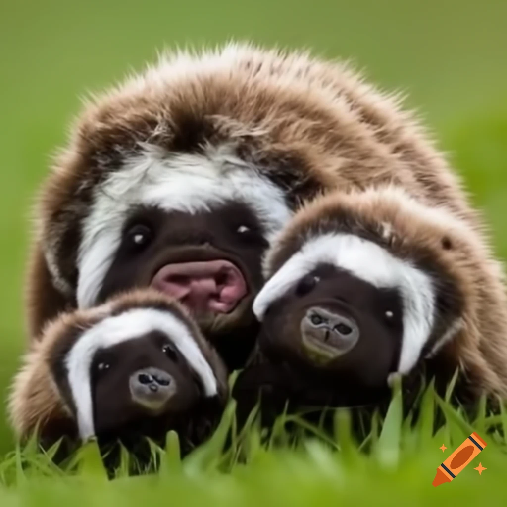 Two snuggling badgers on Craiyon