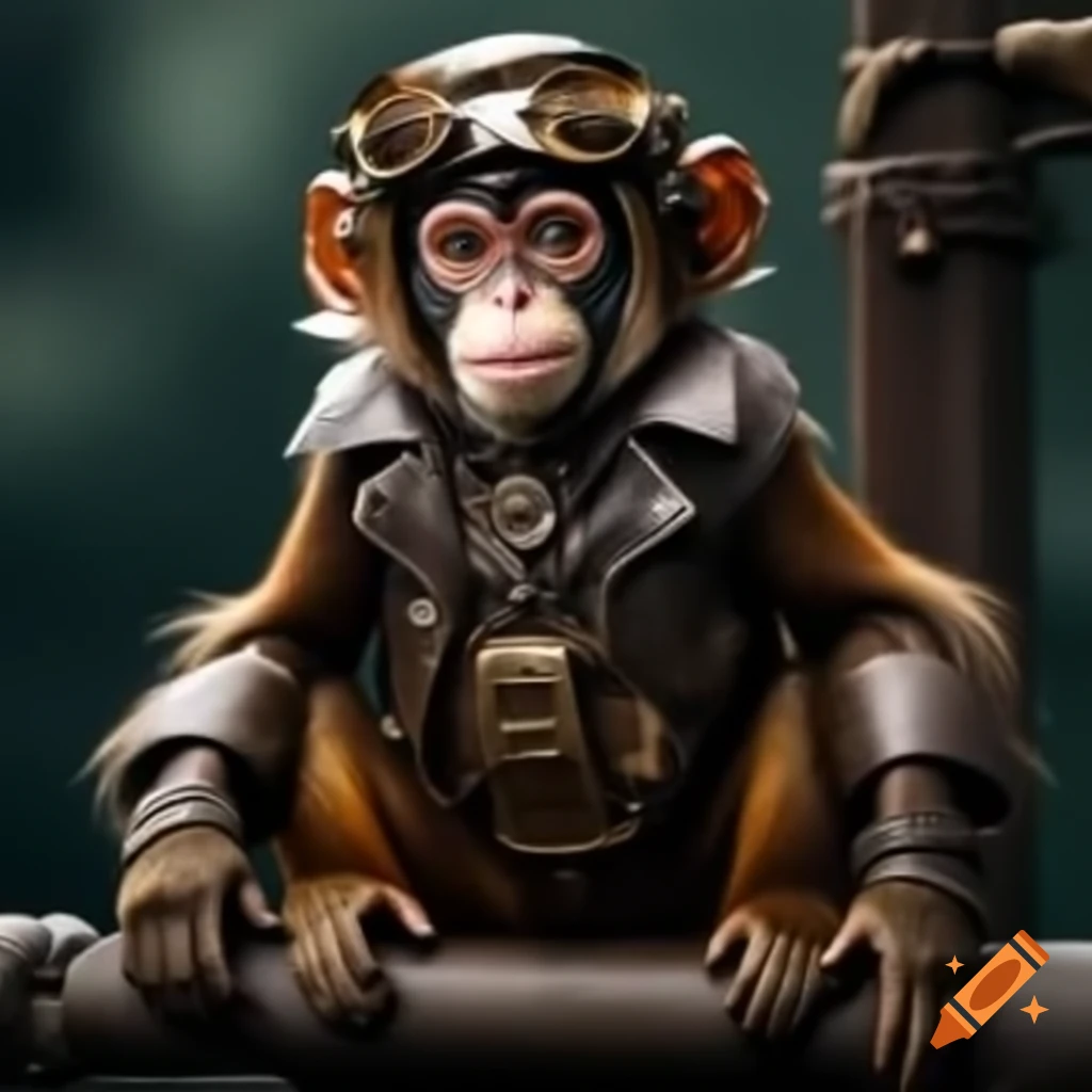 Steampunk monkey sitting on a pole on Craiyon