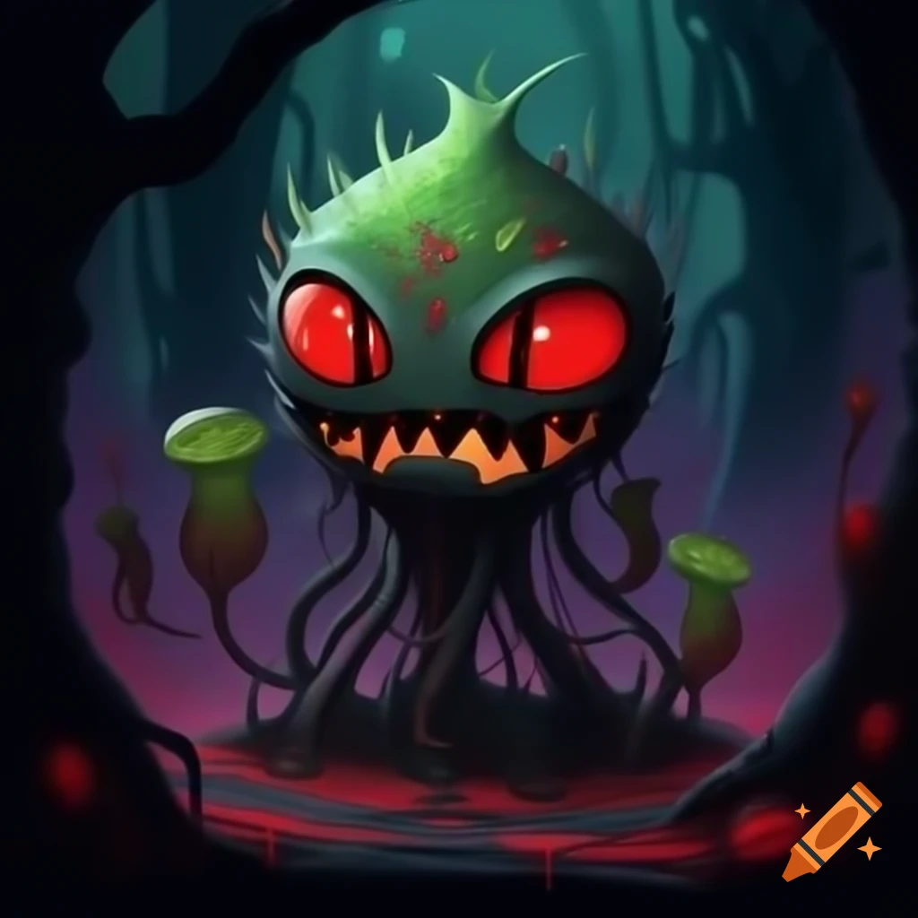 Child-friendly cartoon of a menacing carnivorous plant with thorny ...